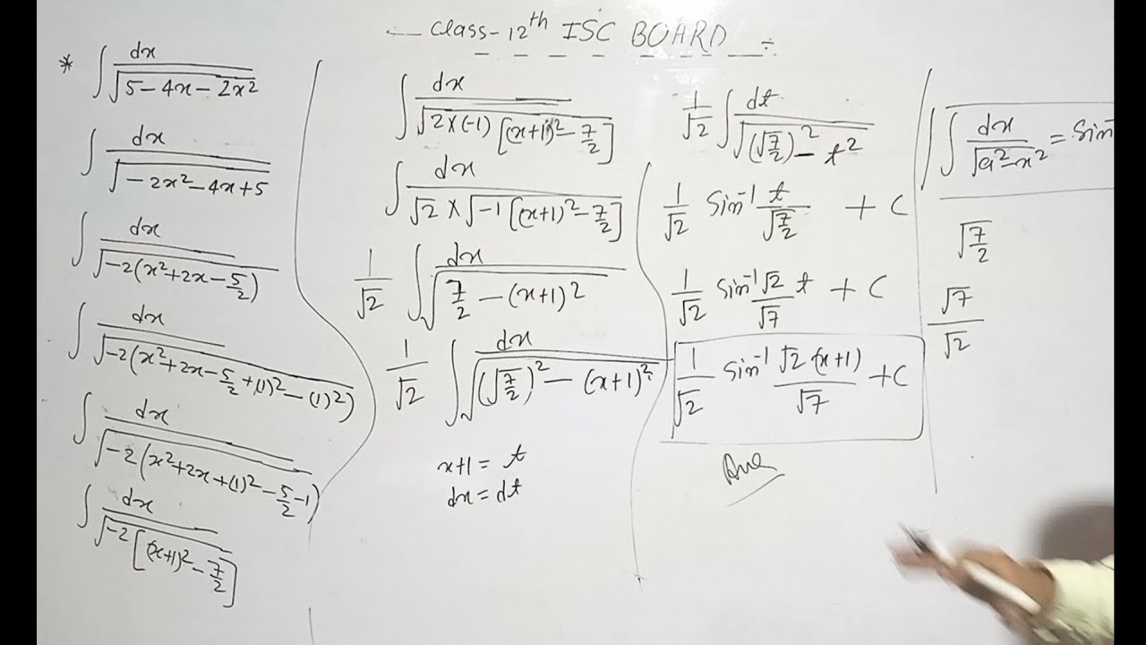 integration class 12th isc board maths important questions #iscboard# ...