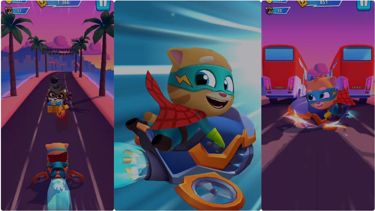 TALKING TOM HERO DASH||HERO GINGER RIDING JET BIKE IN BEACH SIDE ROAD # ...