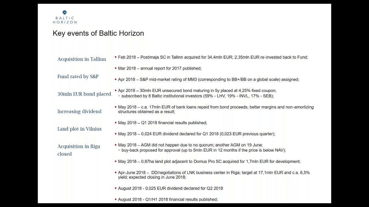 Baltic Horizon Fund - introducing results of H1 2018 - YouTube