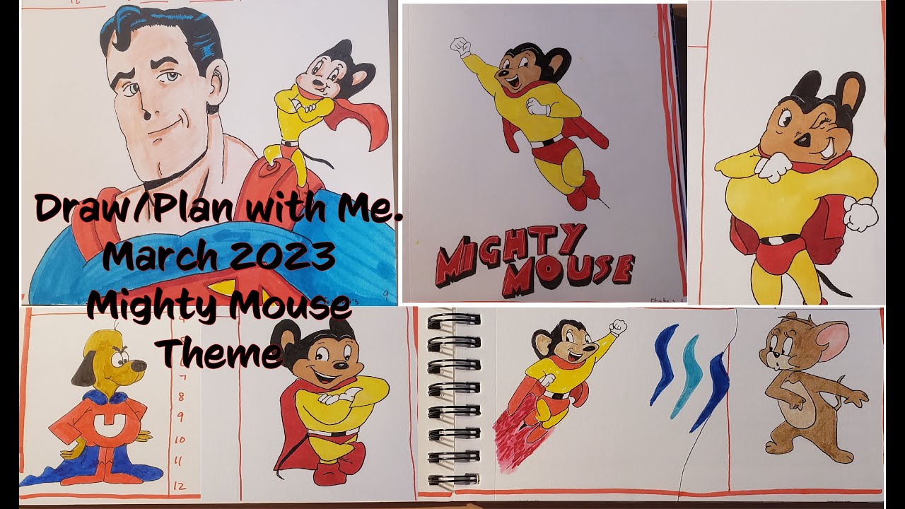 Plan/Draw Mighty Mouse March 2023 Journal Theme - YouTube