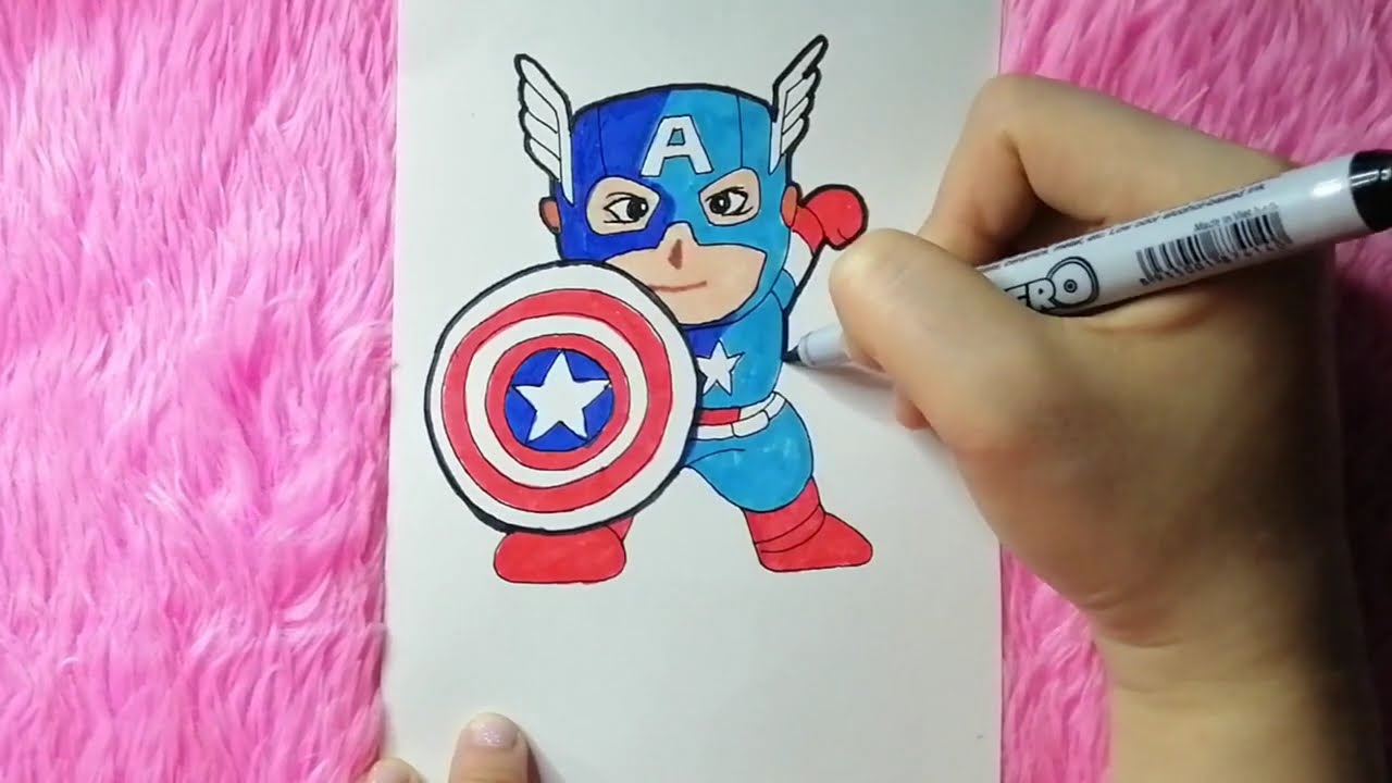 How to draw cute captain America | How to draw and make paper doll ...