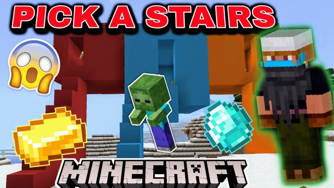 PICK A STAIRS IN MINECRAFT ! DIAMONDS, GOLD OR ZOMBIES ! 😮 #minecraft # ...