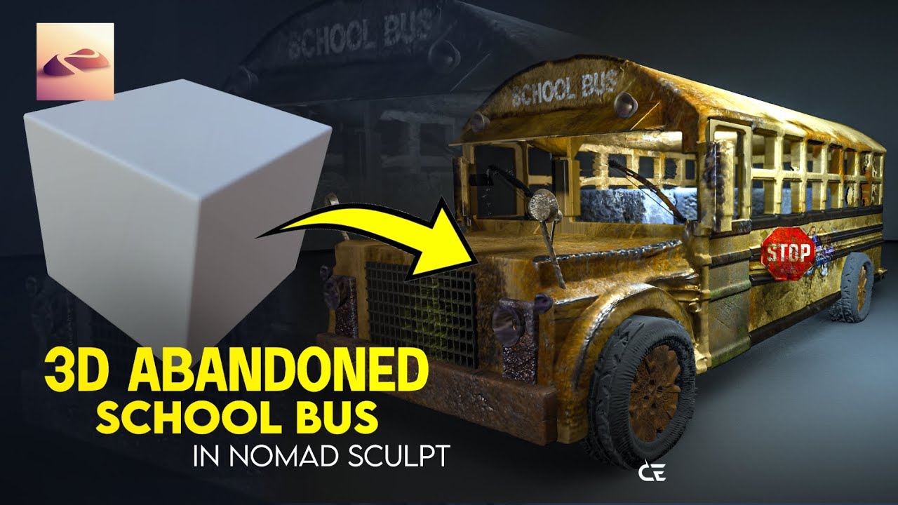 Old Abandoned school bus tutorial in Nomad sculpt - YouTube
