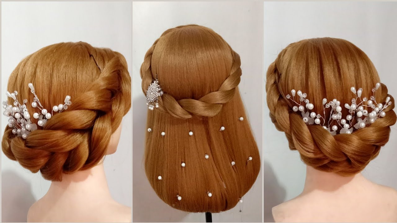 Twist bun hairstyle||open hairstyle for long hair|party hairstyle|braid ...