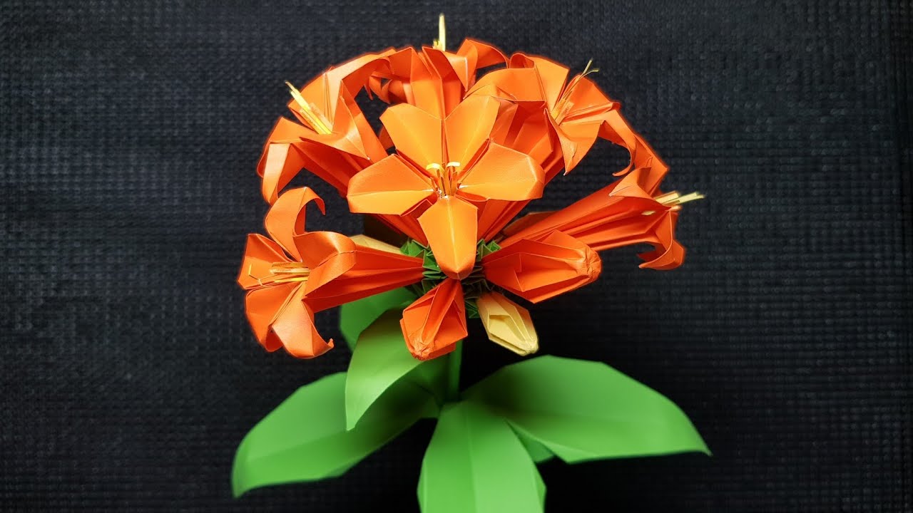 오렌지트럼펫접기 - Paper orange trumpet - 꽃접기 ( flower ) - paper folding - 종이접기 ...