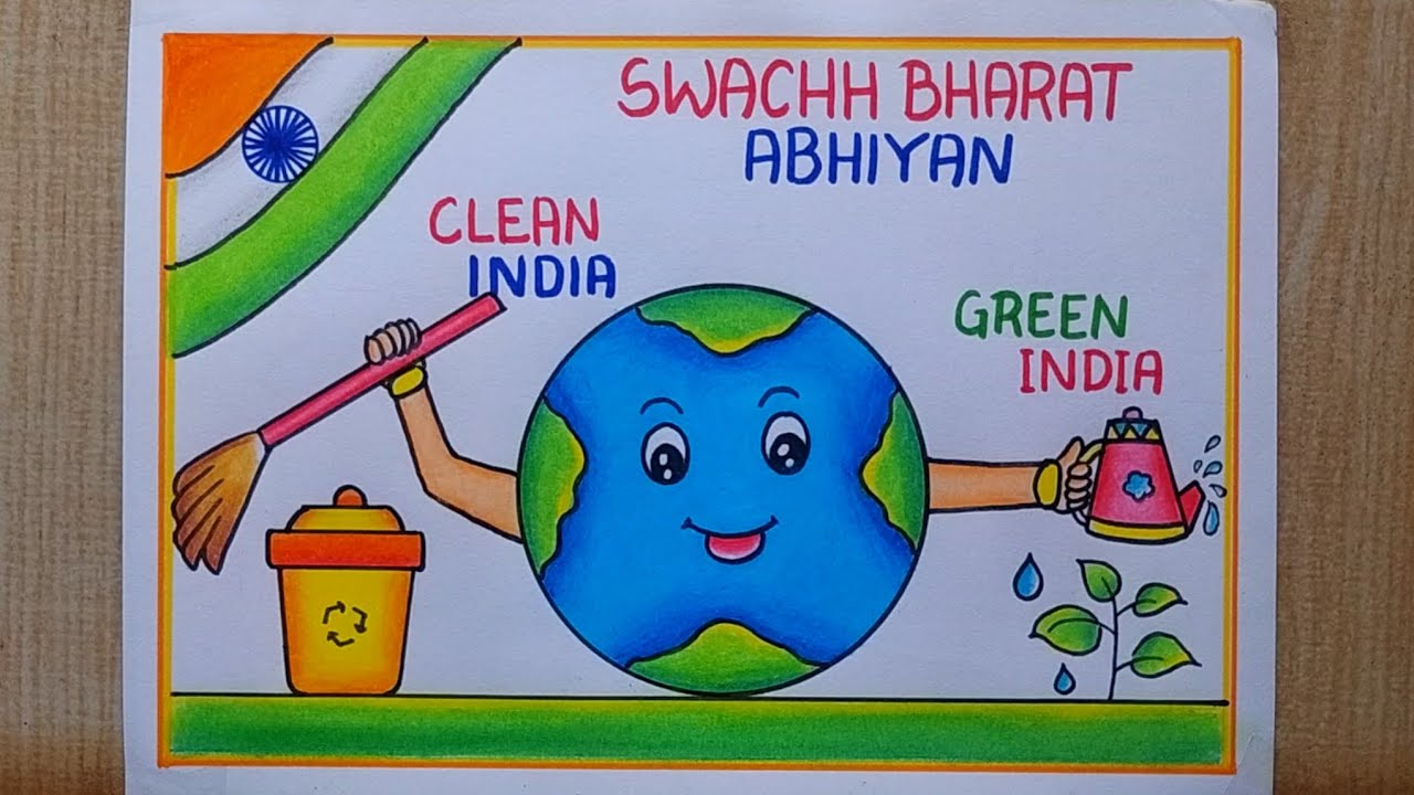 Swachh Bharat drawing| Swachh Bharat Abhiyan Poster drawing| Clean ...