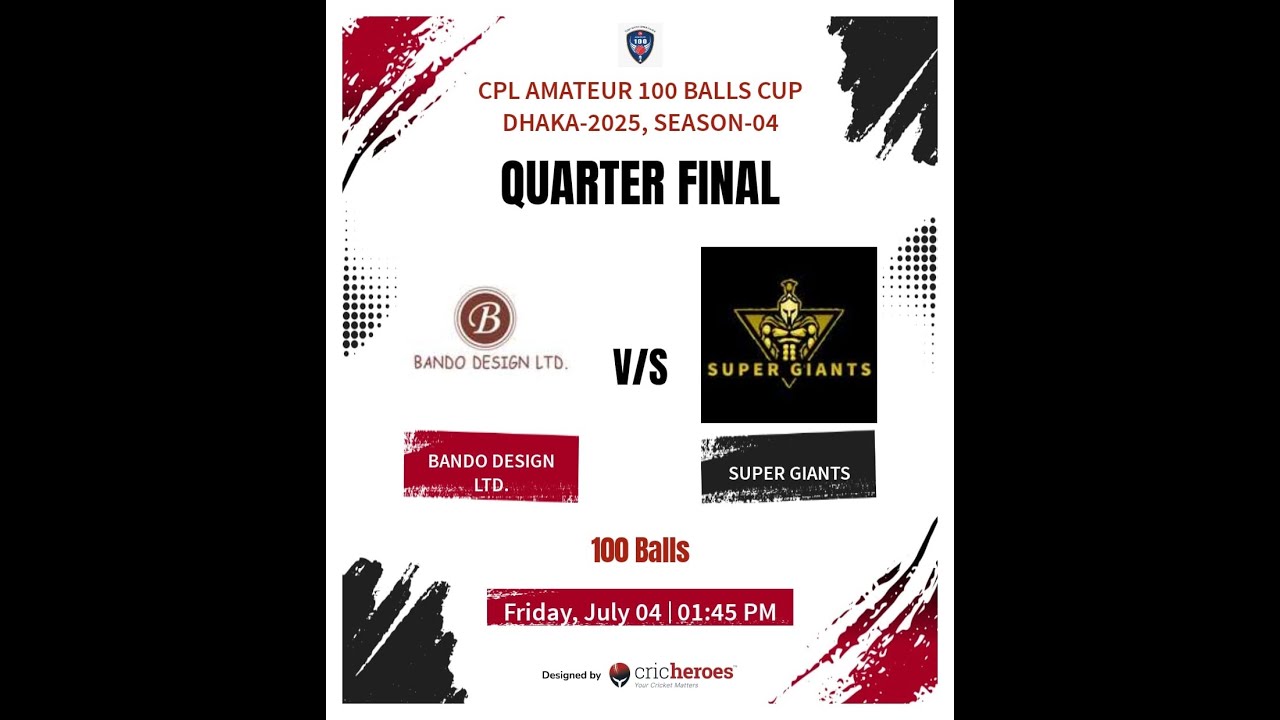 CPL AMATEUR 100 BALLS CUP DHAKA-2025, SEASON-04! BANDO DESIGN LTD. and ...