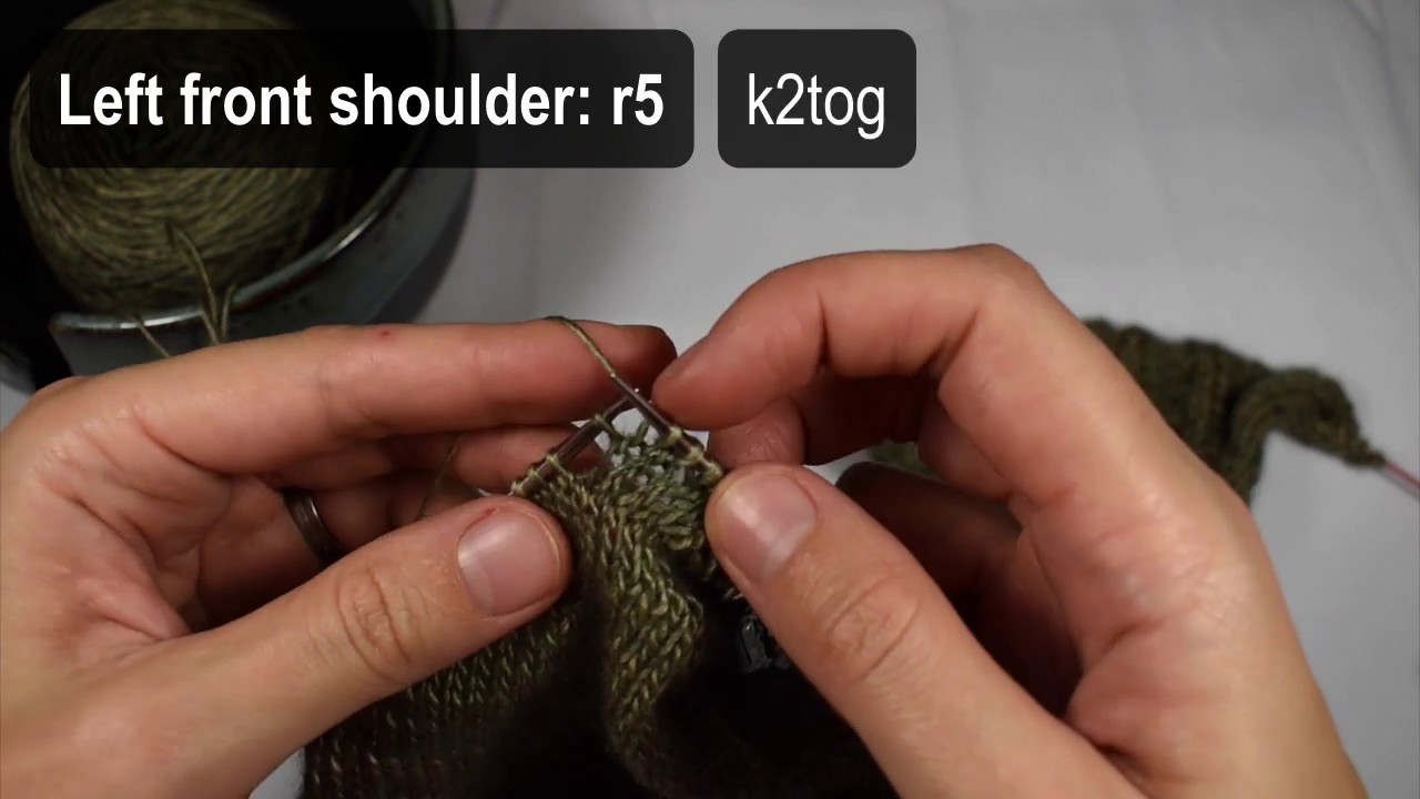 Left Front Shoulder Shaping row 5 - #sagecardi - mini knitting demo ...