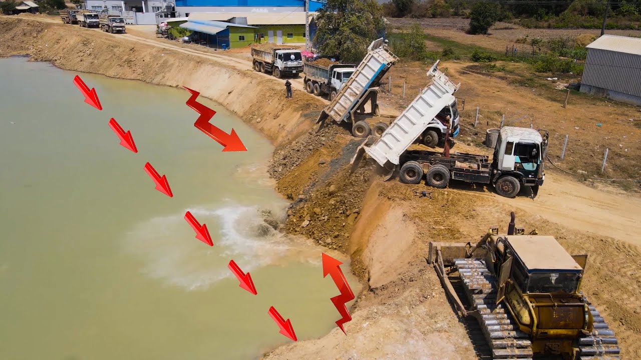 Excel Bulldozer And Dumper Truck at Work Project Road Widening ...