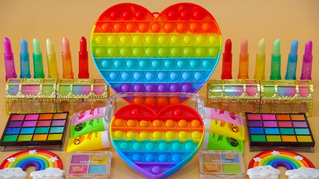 8 Minutes Satisfying with Mixing “Rainbow Heart”Makeup,Eyeshadow,Shiny ...