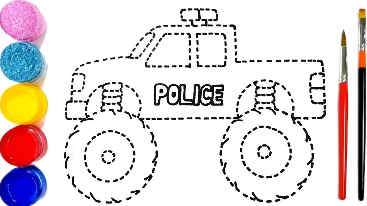 Police Car 🚓 Drawing, Painting and Coloring for Kids and Toddlers # ...