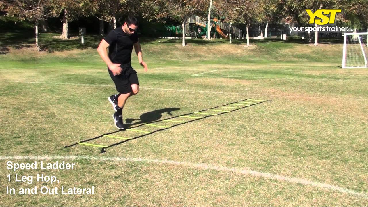 Speed Ladder 1 Leg Hop, In and Out Lateral - YouTube
