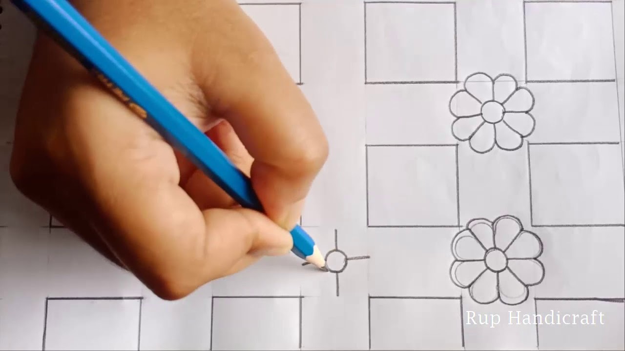 How to Draw Phulkari Dupatta/Orna Design-21, খুব সহজ ফুলকারি ওড়নার ...