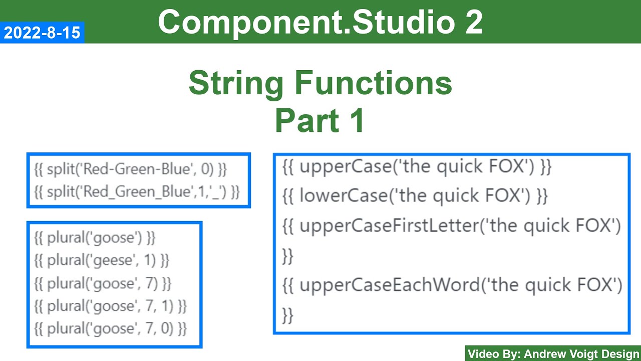 String Functions Part 1 - Component.Studio 2 - E25 (V. 2022-8-15) - YouTube