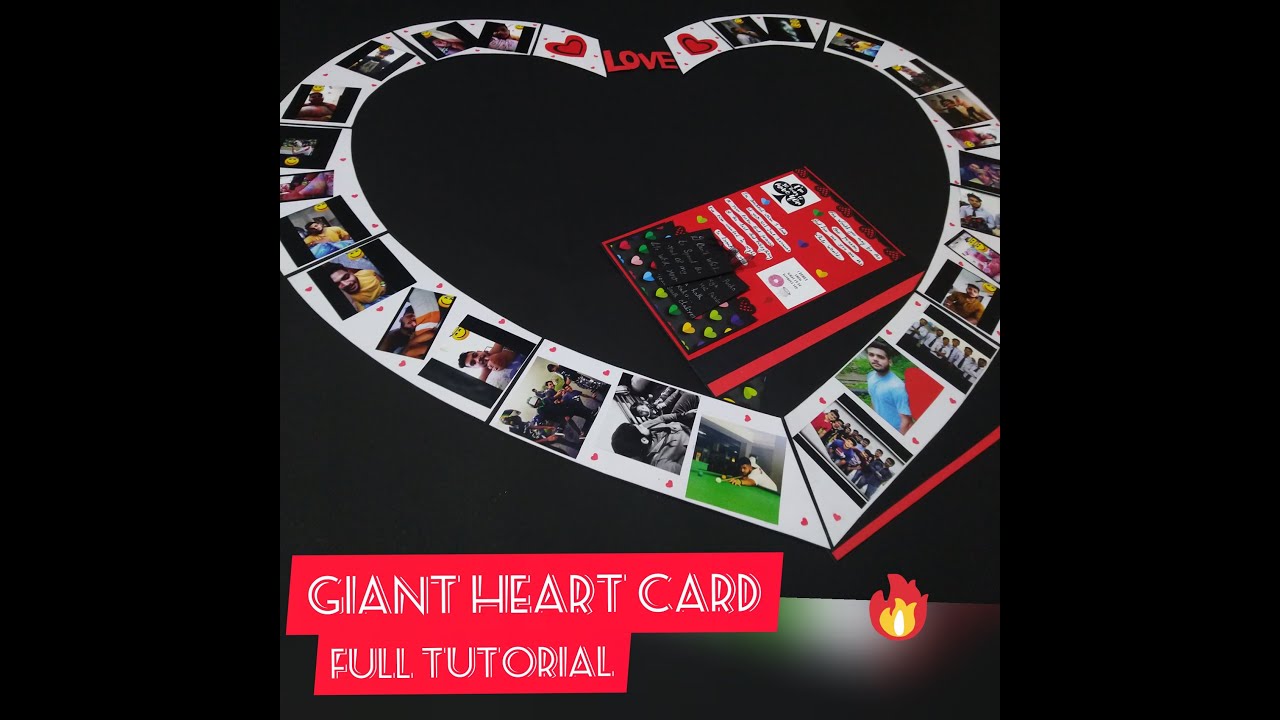 Giant heart card tutorial | unique scrapbook | the paper magic - YouTube