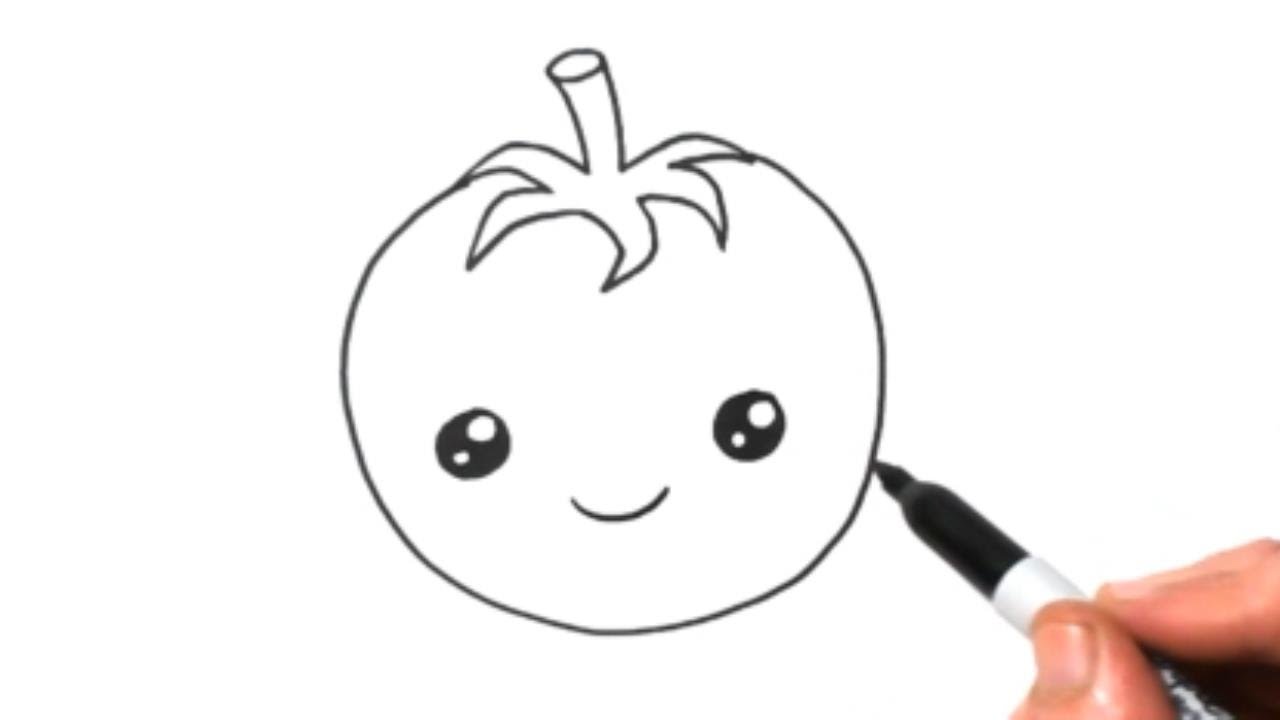 How to Draw a Cute Tomato | Easy Step by Step Drawing - YouTube