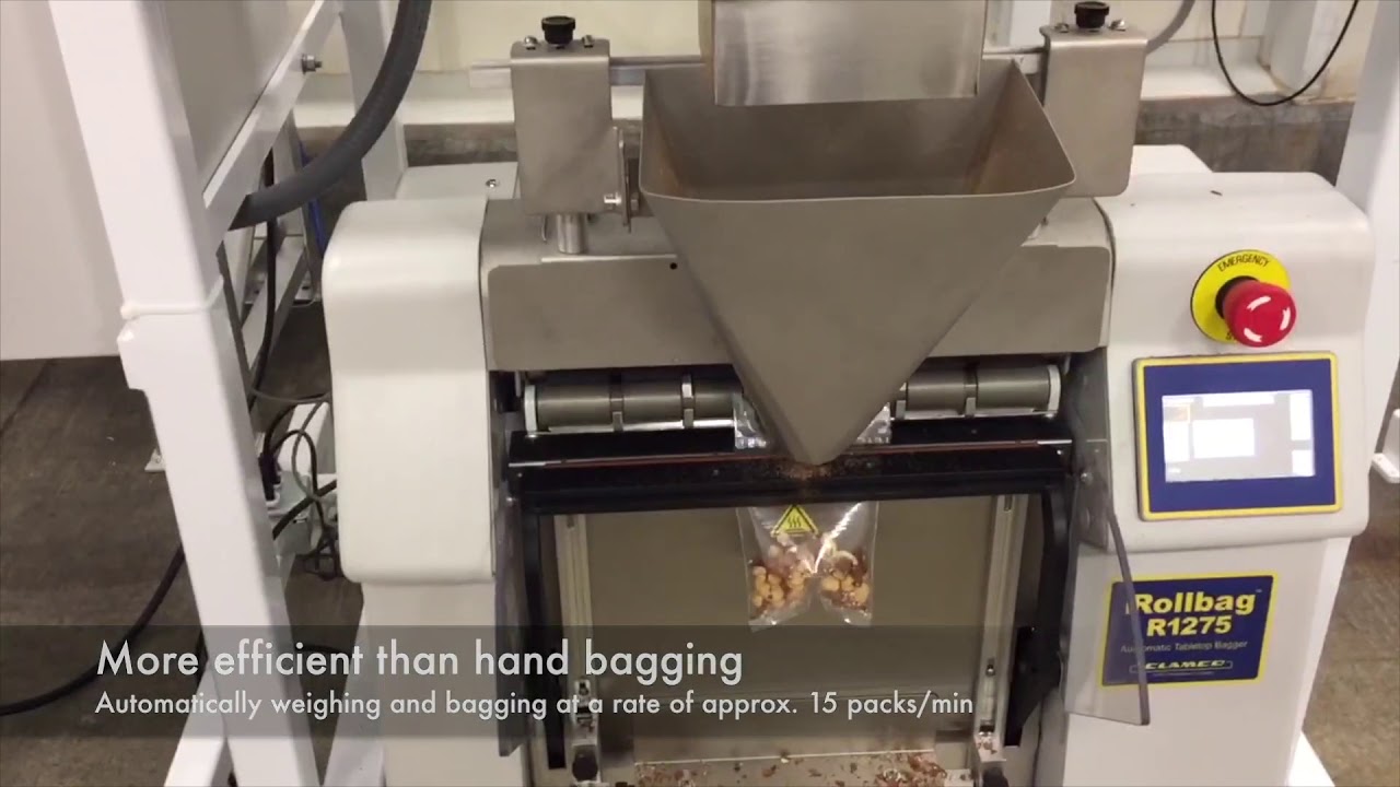 Rollbag R1275 Automatic Bagger with Scale - Bagging Nuts - YouTube