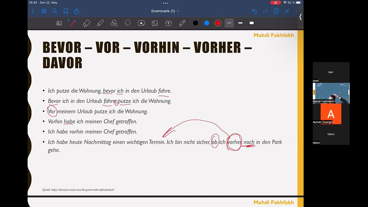 BEVOR – VOR – VORHIN – VORHER – DAVOR - YouTube
