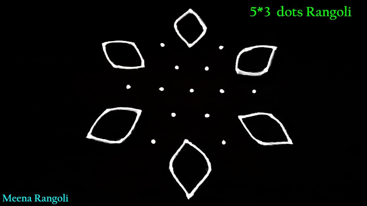 Star Rangoli design with Flowers - 5 dots Rangoli - Flowers kolam - YouTube