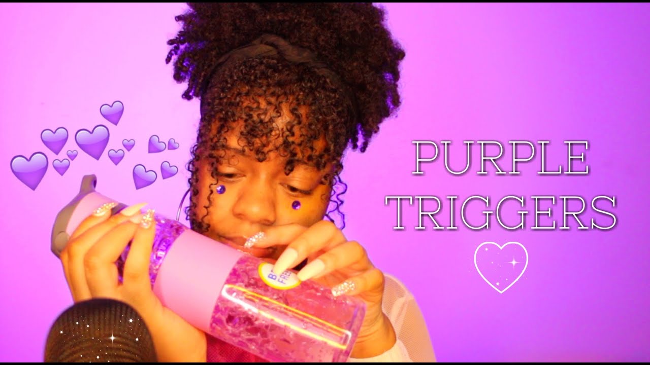 ASMR - 💜 PURPLE TRIGGERS TO CALM YOU + WHISPERED RAMBLE 🔮💜 - YouTube