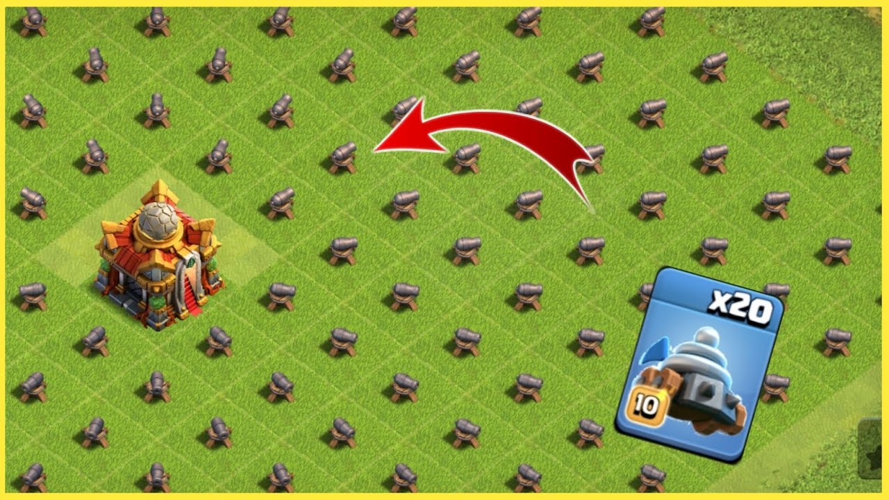 20X Zappy Troops Vs All Level 1 Cannons In Clash Of Clans - YouTube