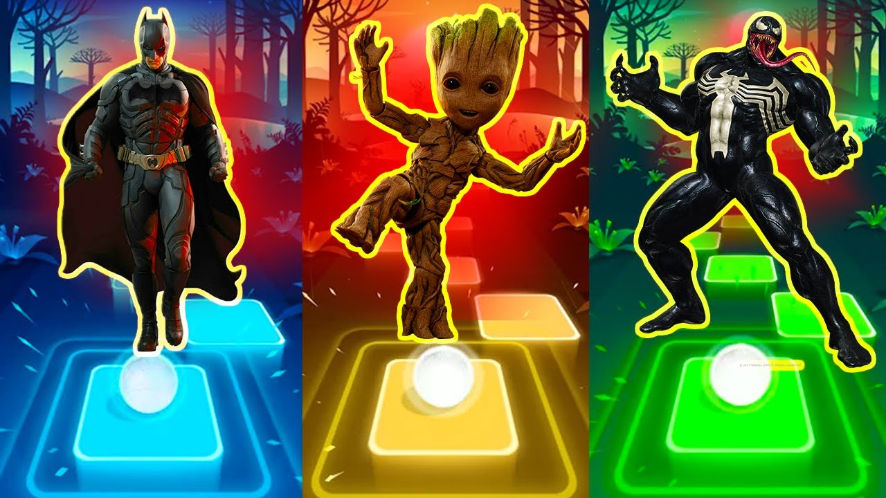 Batman VS Groot VS Venom | Tiles Hop EDM Rush - YouTube