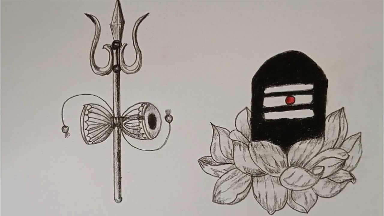 How to draw Shiva Lingam Step by Step | Shivling with Trishul Drawing ...