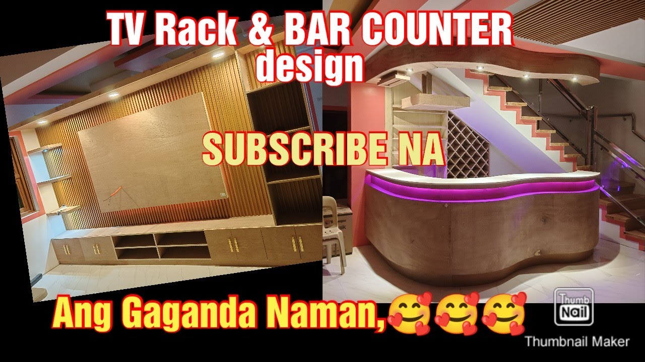 Tv rack with WPC flute cladding design and bar counter with quartz# ...