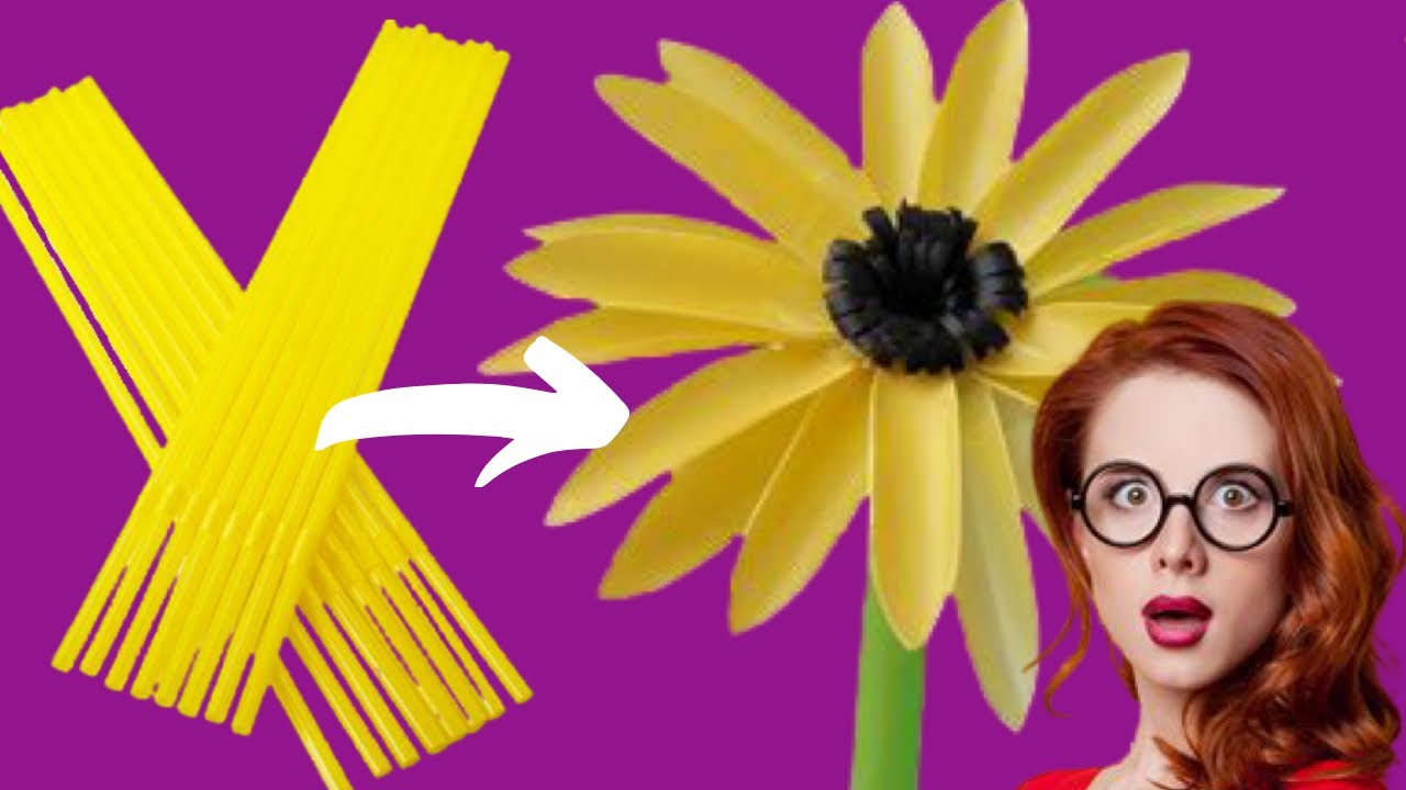 DIY: How To Make Sunflower From Drinking Plastic Straws| Straw flower ...