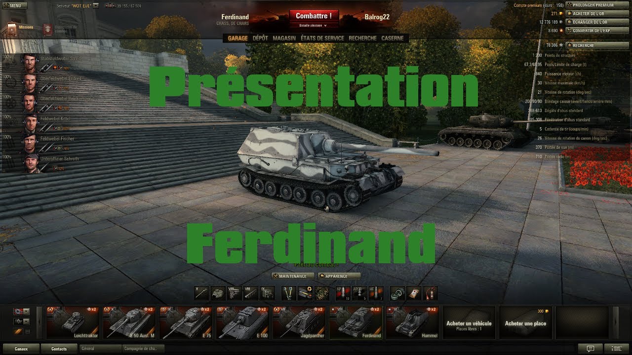 World of Tanks - Ferdinand - Présentation et Gameplays Commentés - YouTube