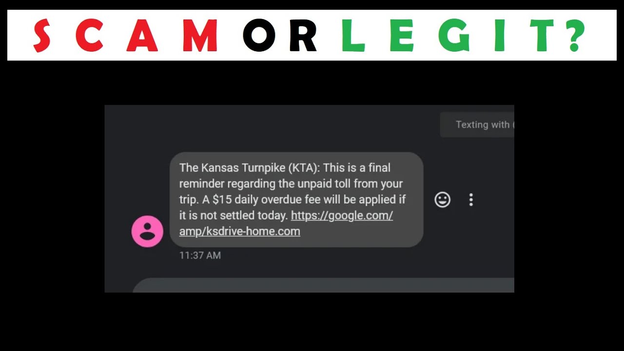 Drive KS Toll Text Message Scam! Fake Kansas Turnpike Tol - YouTube