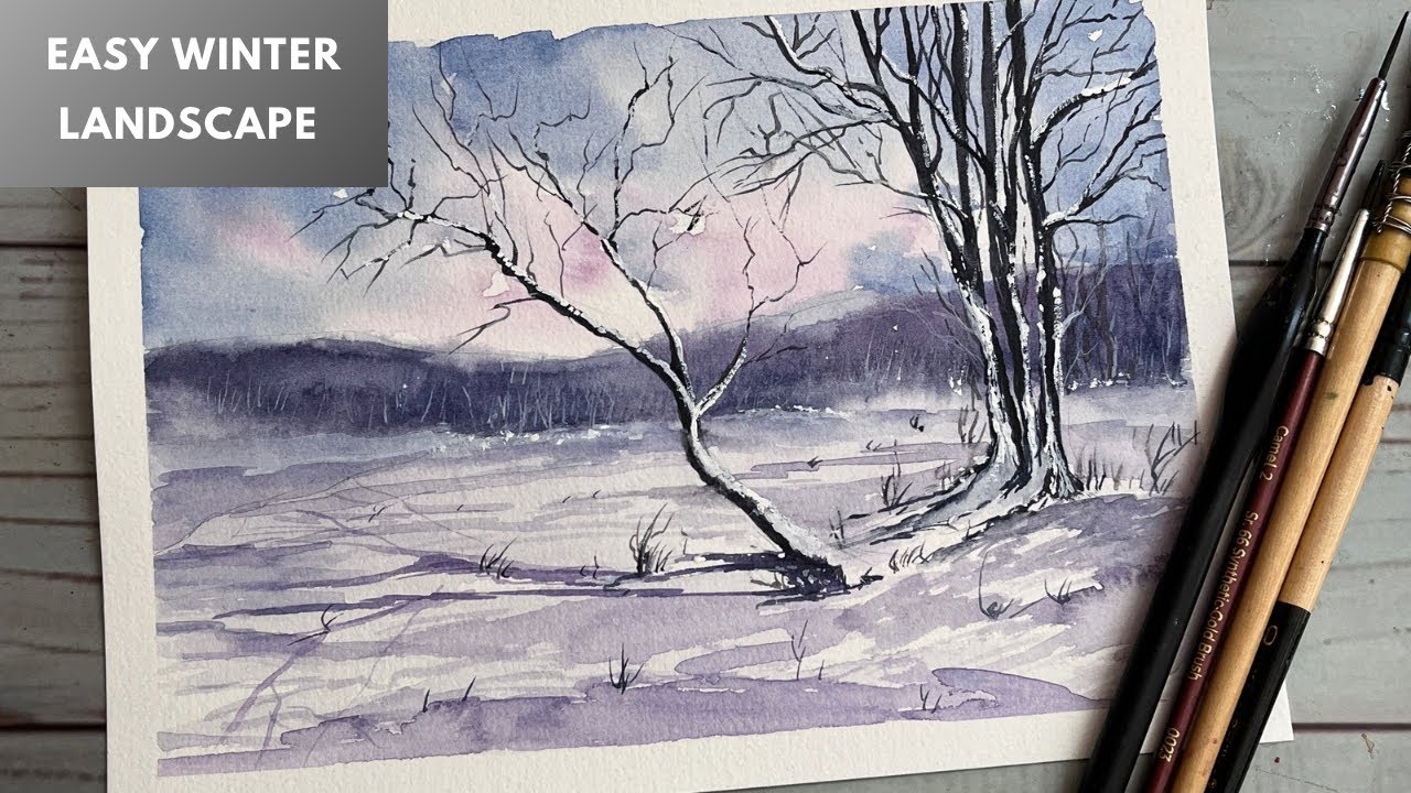 Beginner Friendly Winter Landscape Tutorial | Easy Snowy Landscape ...
