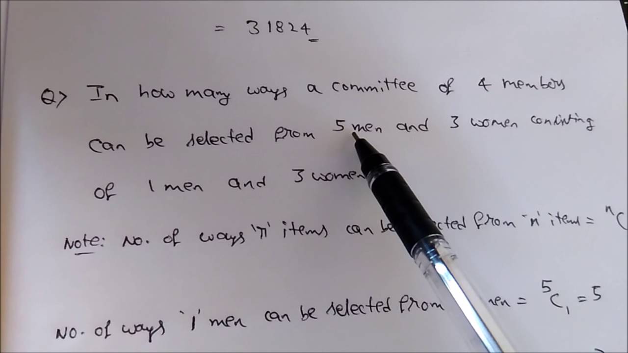In how many ways a committee of 4 members can be selected - YouTube