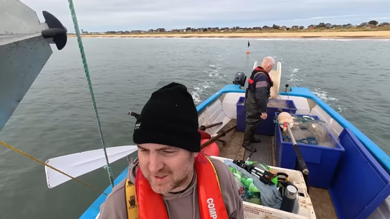 Dodgy launching in the dark & swell. Herring drift netting in beach ...