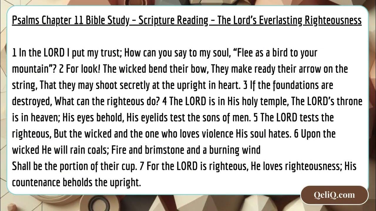 Psalms Chapter 11 Bible Study – Scripture Reading – The Lord’s ...