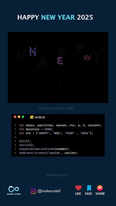 Happy New Year #newyear #newyear2025 #happynewyear #html5 #css3 #js #webdeveloper #cssanimation ...