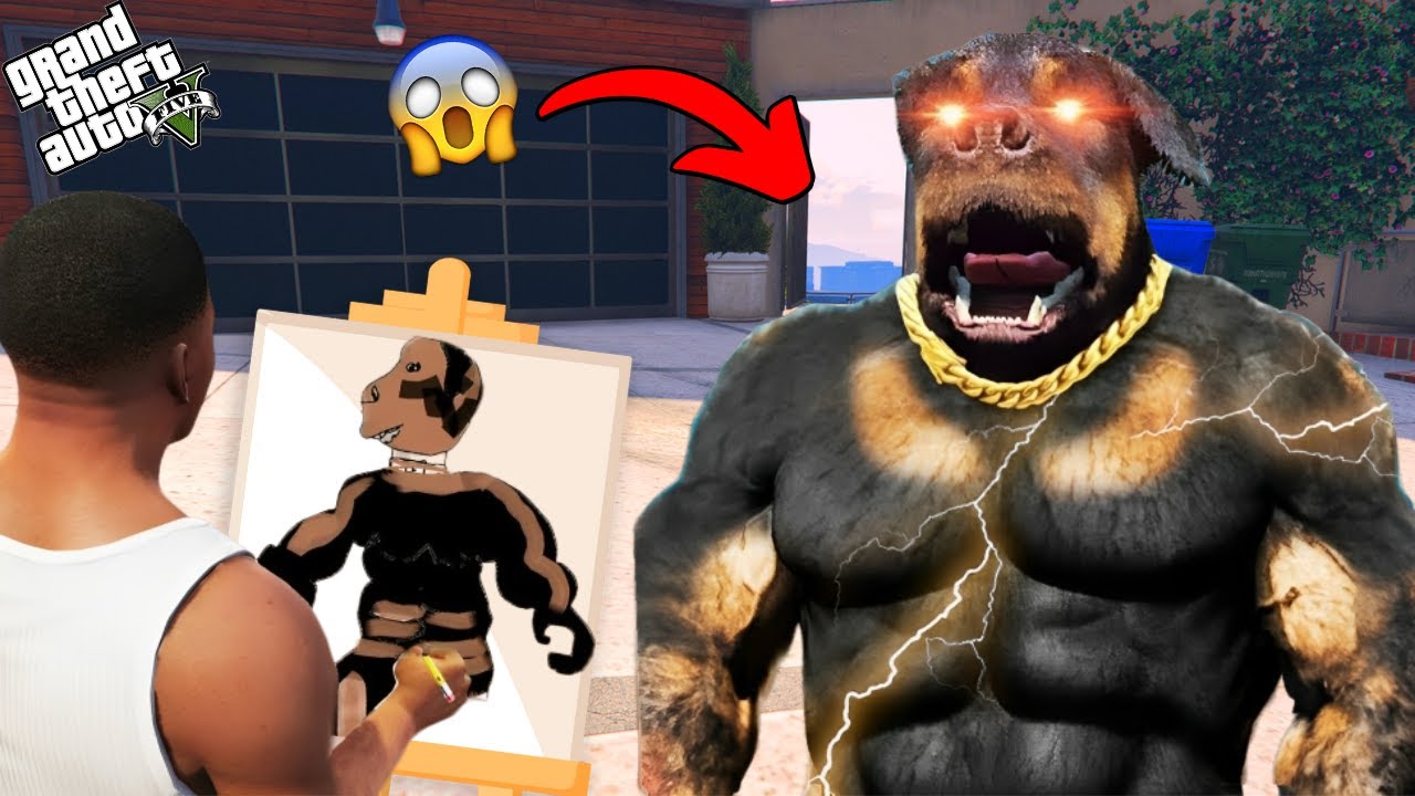 Franklin Using Magical Painting To Draw Most Powerful Chop Ever ! GTA 5 ...