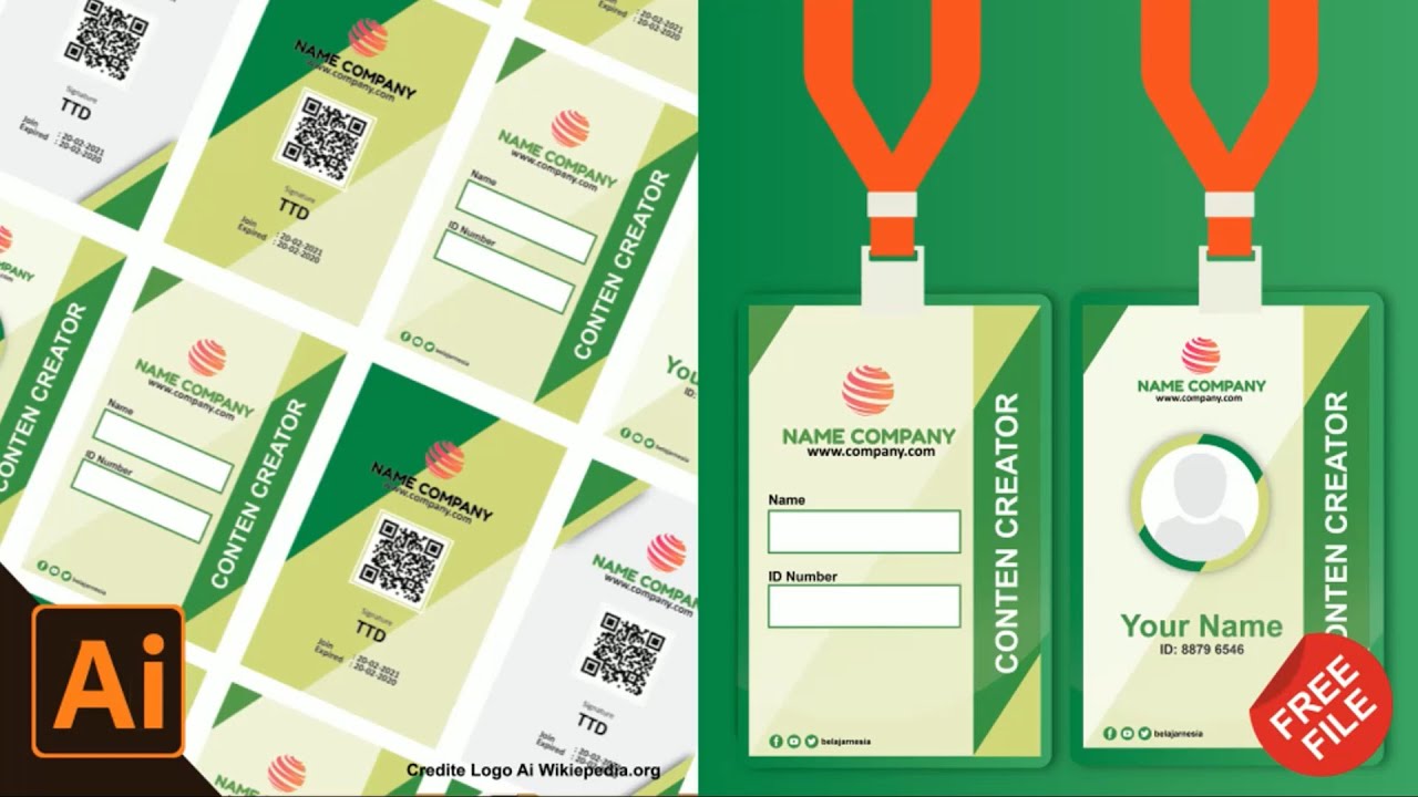 Free File : Desain Name Tag Keren Dengan Adobe Illustrator - YouTube