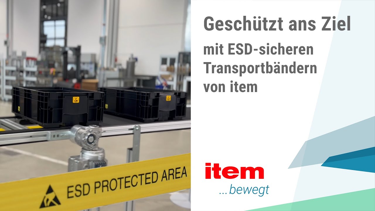Geschützt ans Ziel mit ESD-sicheren Transportbändern von item - YouTube