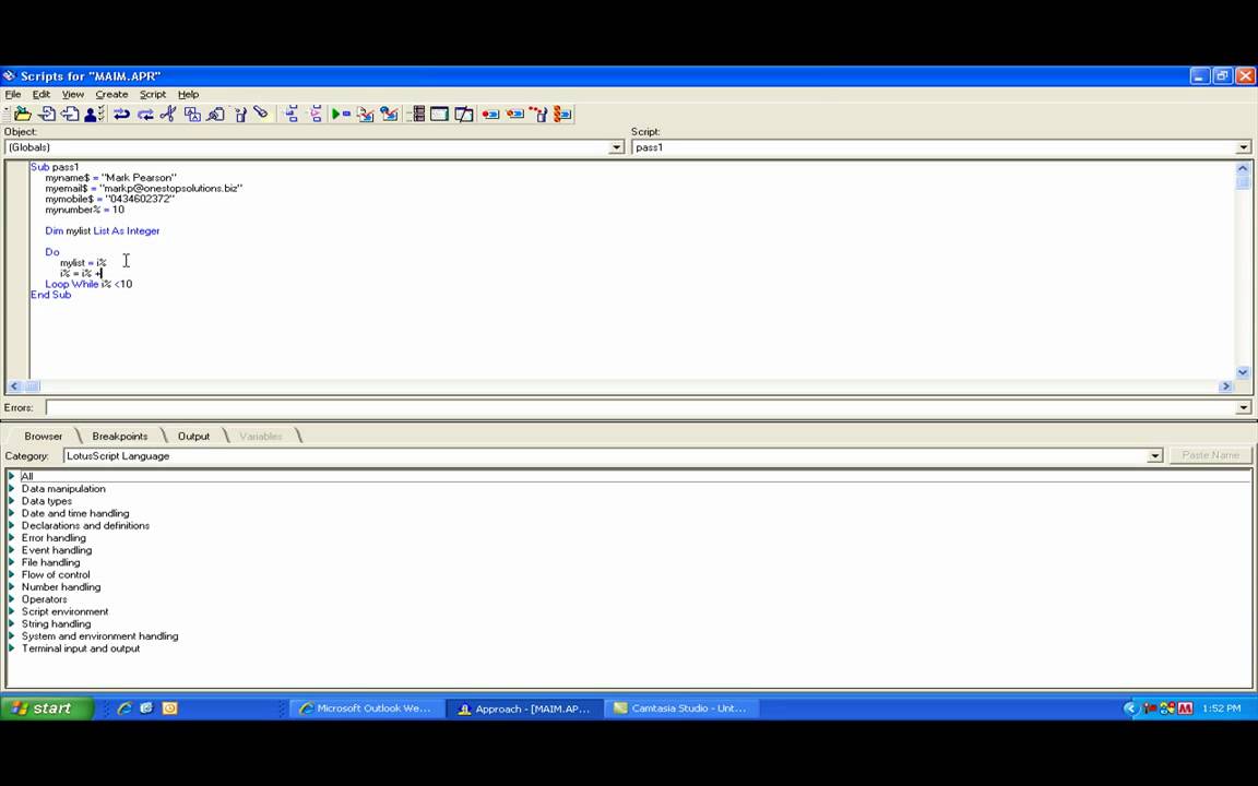 Lotus Script Demo Youtube
