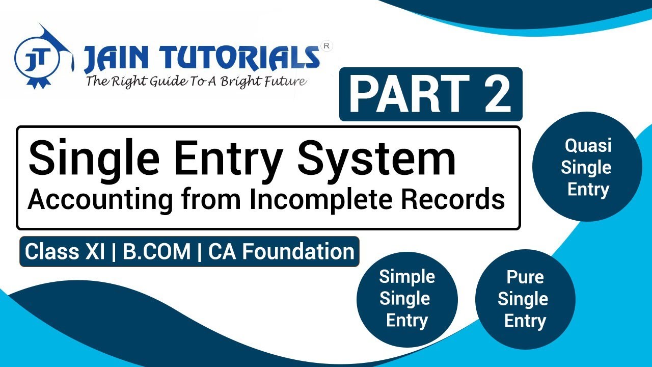 SINGLE ENTRY SYSTEM I PART - 2 I CLASS XI I CA FOUNDATION I B.COM I ...