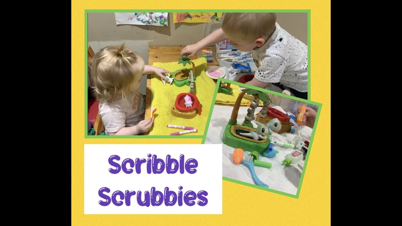 Dinosaur Scribble Scrubby Play time with Baby MJ and Mav! #crayola ...