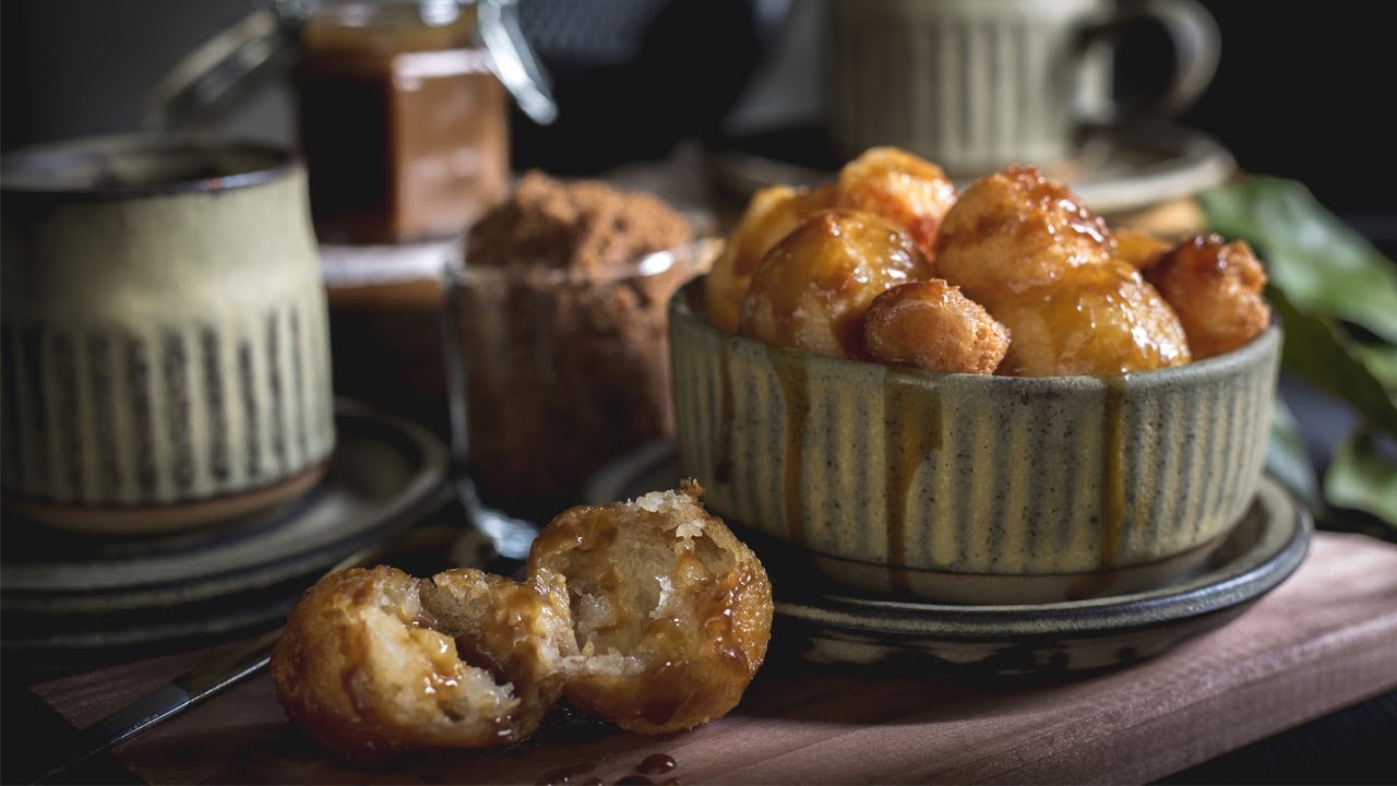 FRIED CASSAVA BALLS w/ DARK SALTED CARAMEL SAUCE │Venezuelan Food - YouTube