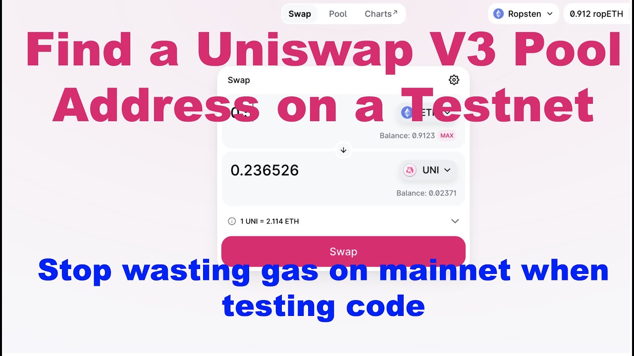 Get a Uniswap V3 Pool Address for a Testnet (Ropsten, Kovan, Rinkeby ...
