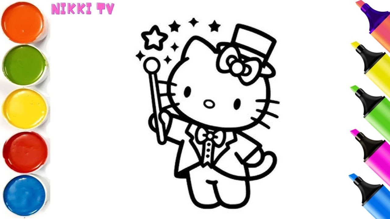 Hello Kitty doing Magic Drawing, Painting and Coloring for Kids and ...