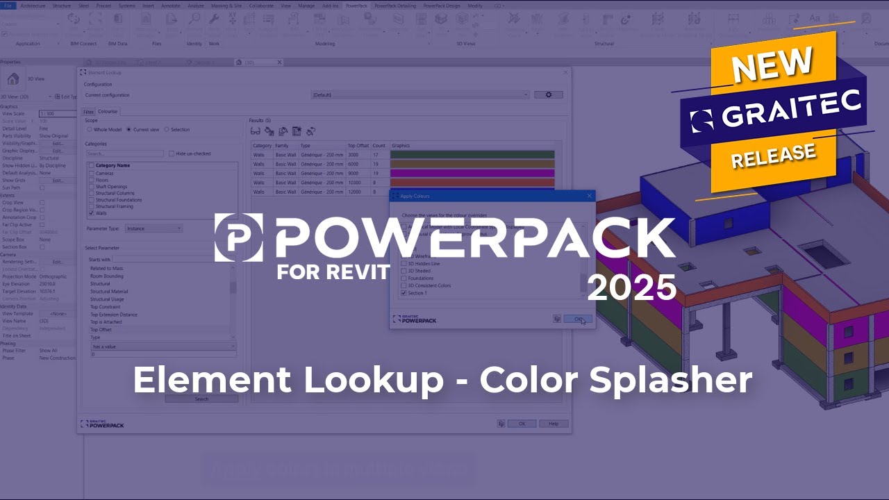 PowerPack for Revit: Element lookup – color splasher - YouTube