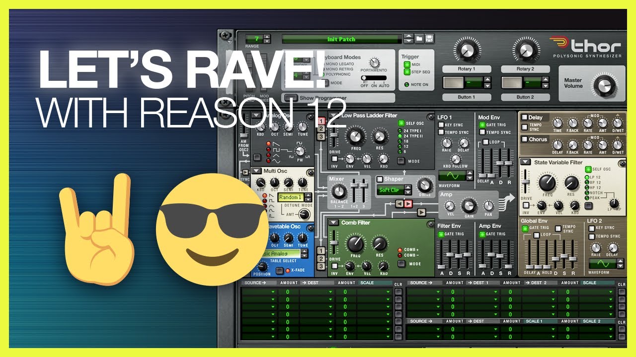 Old school EDM rave Weekend jam in Reason 12 using Reason OG racks ...