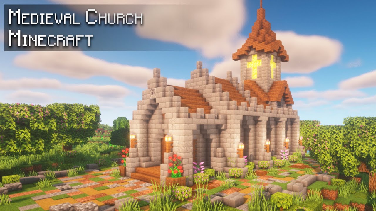 Minecraft: How to build an Aesthetic Medieval Church | Tutorial - YouTube