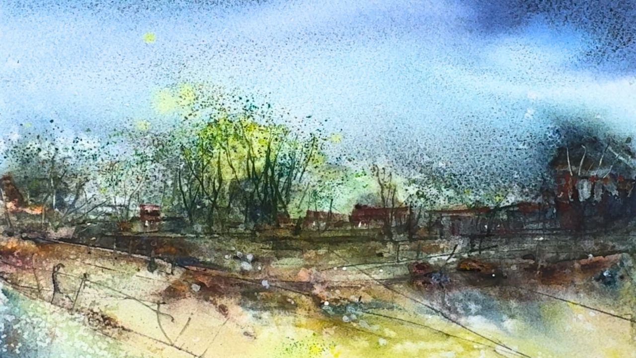 Experimental Semi Abstract Watercolour Landscape Tutorial - YouTube