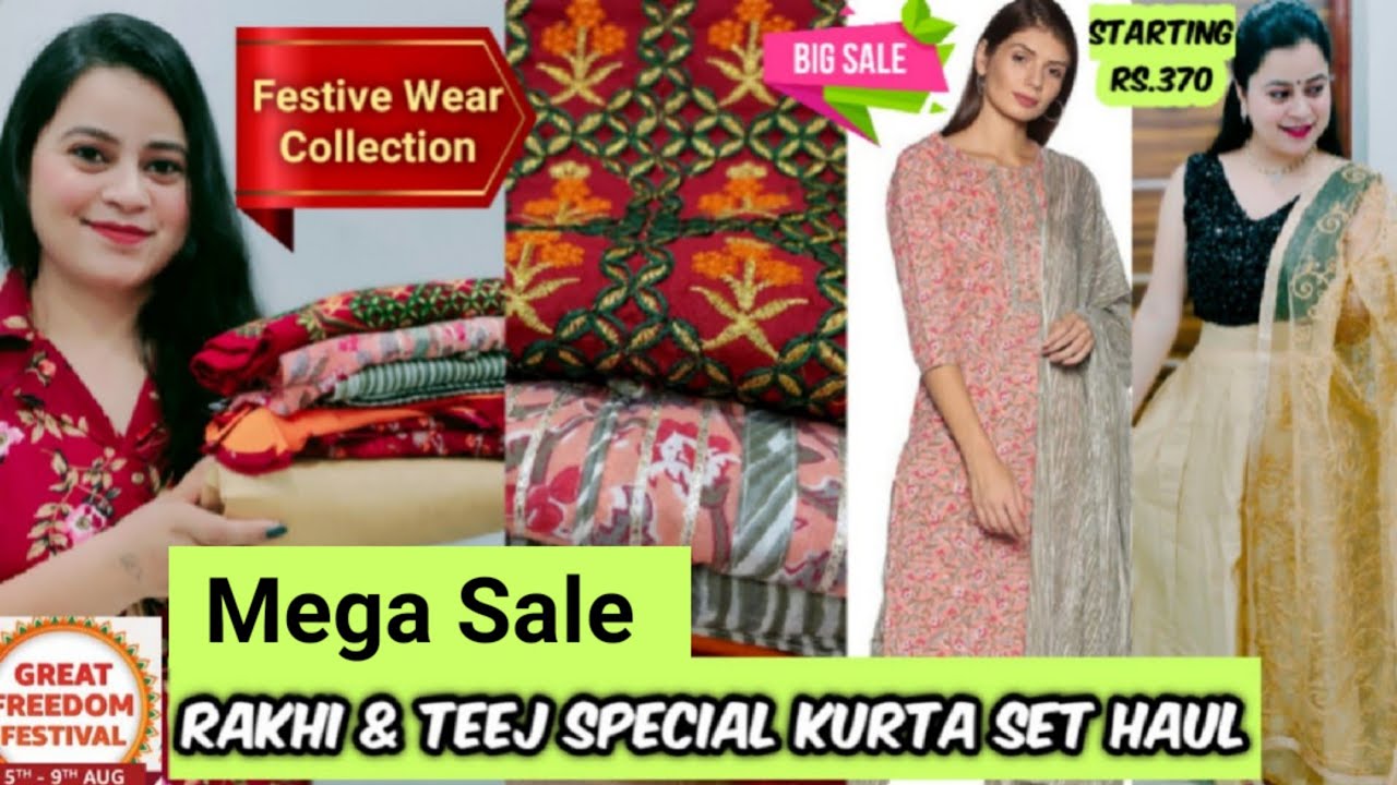 🌺Amazon Rakhi Special Kurta Dupatta Sets 🌺 Festival Kurtis🌺Partywear ...